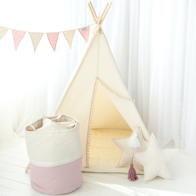 Teepee tent Basic Pink, set of 8 pcs. - Cozydots.com
