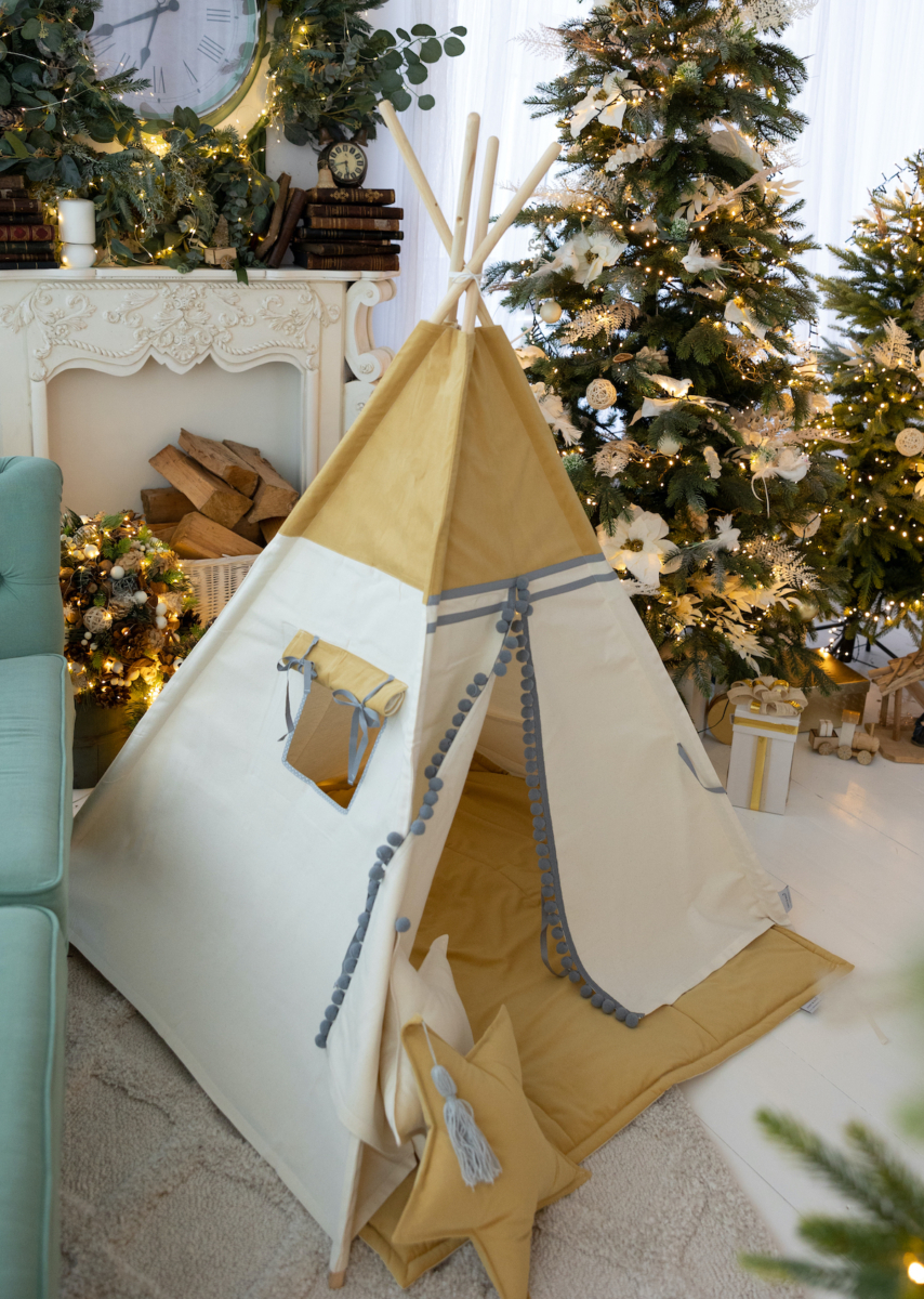 Tipi tent Cozy Yellow Velvet - Cozydots.com